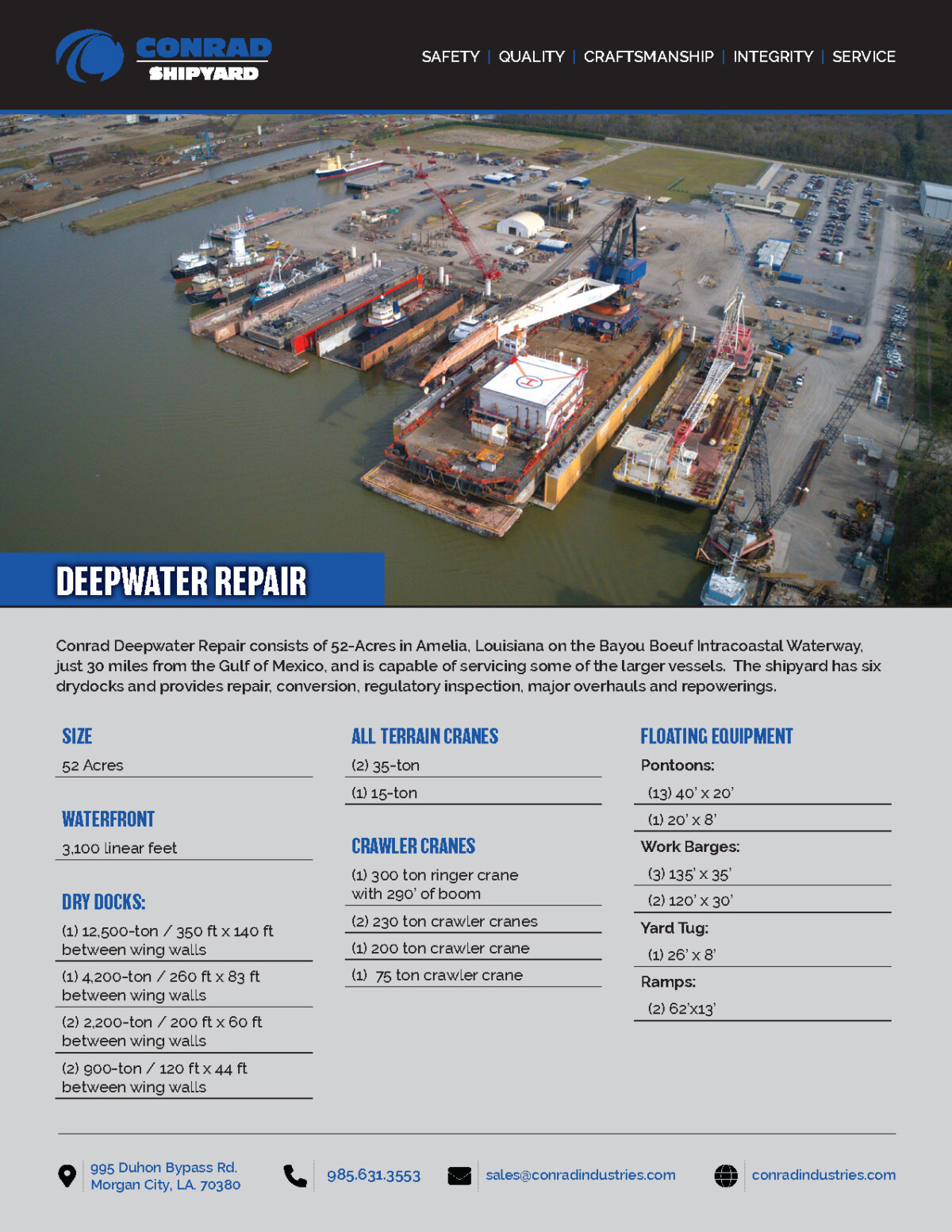 Facility Spec Sheets • Conrad Shipyard