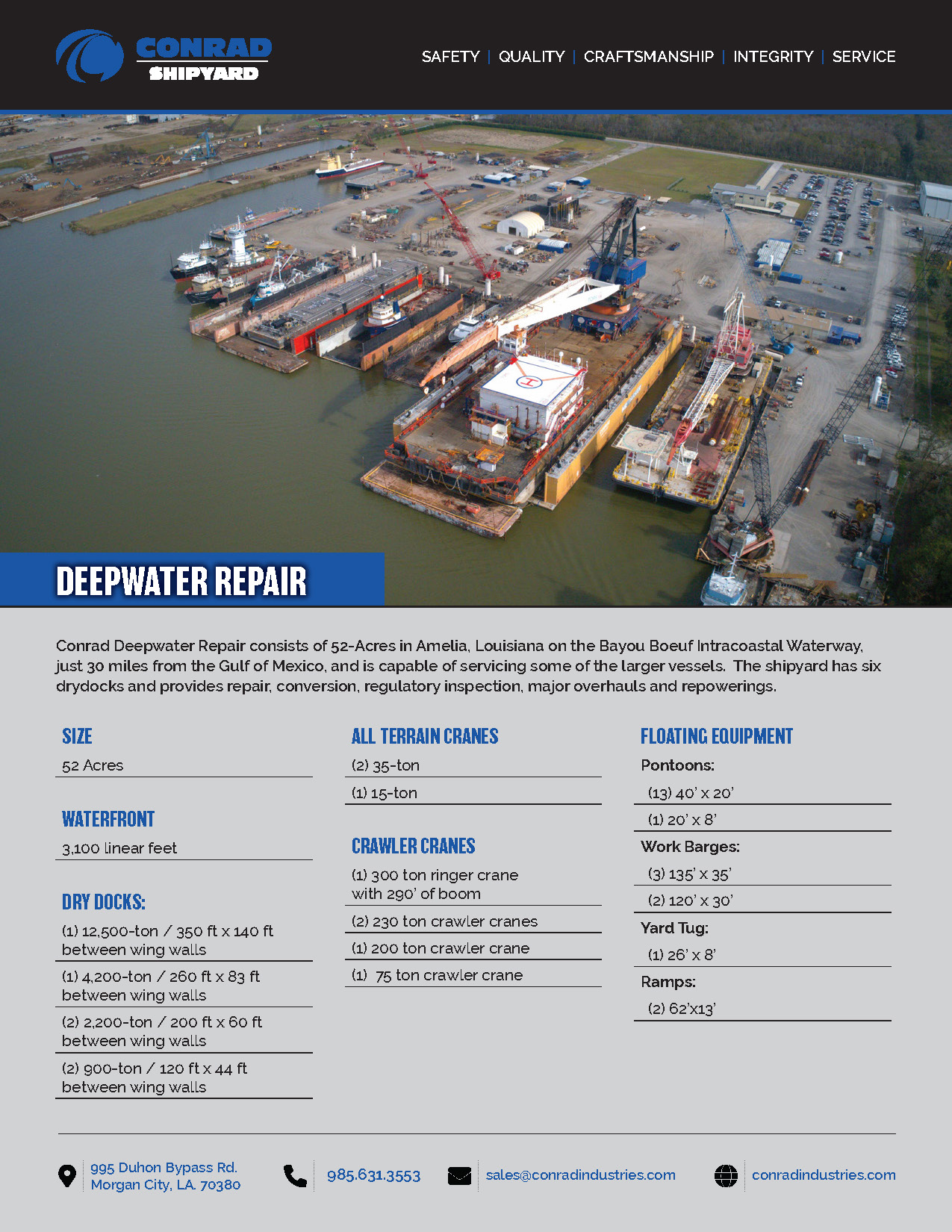 Facility Spec Sheets • Conrad Shipyard